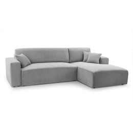 ECKSOFA L Form Catea Hellgrau 279/145/84 cm Rechts mit Schlaffunktion