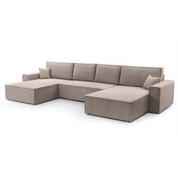 WOHNLANDSCHAFT Cedria Beige 389/145/85 cm mit Schlaffunktion