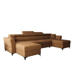 WOHNLANDSCHAFT Ribella Gelb 345/180/100 cm mit Schlaffunktion