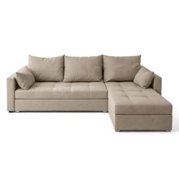 ECKSOFA Universelle L Form Elif Beige 220/140/85 cm stilvolle mit Schlaffunktion