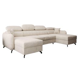 WOHNLANDSCHAFT Ribella 5 Creme 345/180/100 cm mit Schlaffunktion