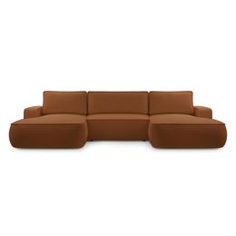 WOHNLANDSCHAFT Ablia Ziegelrot 364/168/87 cm mit Schlaffunktion