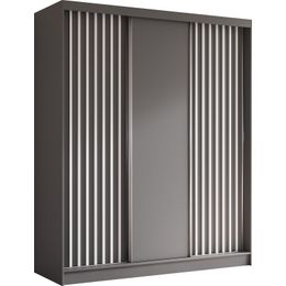 SCHWEBET&Uuml;RENSCHRANK Cabinio Grau Wei&szlig; 180/216/61 cm &ndash; Modern, mit Lamellen