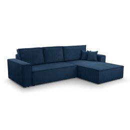 ECKSOFA L Form Cedria Blau 287/145/85 cm mit Schlaffunktion