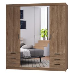 KLEIDERSCHRANK Storicos Eiche Lefkas 176,3/190,5/53 cm - 4T6S Modern mit Schubladen und Spiegel