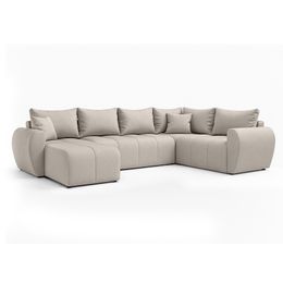 WOHNLANDSCHAFT Malatya U Form MAX Beige 311/145/80 cm mit Schlaffunktion