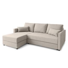 ECKSOFA L Form Dolceo Beige 226/140/78 cm &ndash; Schlaffunktion Universell Rechts Links