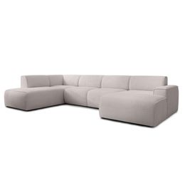 WOHNLANDSCHAFT Didim Taupe 378/220/78 cm &ndash; gro&szlig;es Sofa stilvoll & bequem L