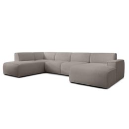 WOHNLANDSCHAFT Didim Beige 378/220/78 cm &ndash; gro&szlig;es Sofa stilvoll & bequem L
