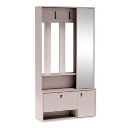 GARDEROBENSCHRANK Tokessa Kaschmir 100/191/33 cm - Modern mit Spiegel und Schuhschrank