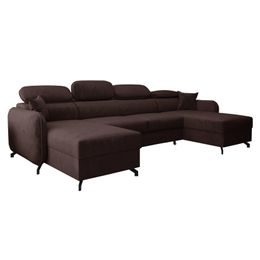 WOHNLANDSCHAFT Ribella 5 Schokobraun 345/180/100 cm mit Schlaffunktion