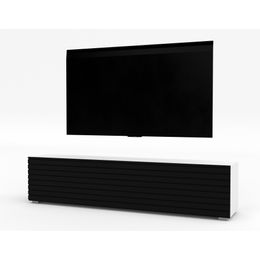 LOWBOARD ZIVOLLI 160 Wei&szlig;, Schwarze Lamellen 160/36,5/40 cm &ndash; H&auml;ngend und Stehend