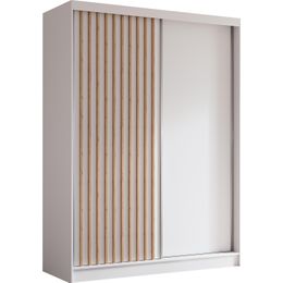 SCHWEBET&Uuml;RENSCHRANK Cabinio Wei&szlig; Eiche Artisan 160/216/61 cm &ndash; Modern, mit Lamellen
