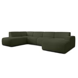 WOHNLANDSCHAFT Didim Gr&uuml;n 378/220/78 cm &ndash; gro&szlig;es Sofa stilvoll & bequem L