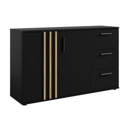SIDEBOARD Turell 2D3SZ Schwarz 120/73/35 cm &ndash; Kommode mit Schubladen