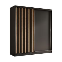 SCHWEBET&Uuml;RENSCHRANK Cabinio Schwarz Eiche Artisan 200/216/61 cm &ndash; Modern, mit Lamellen