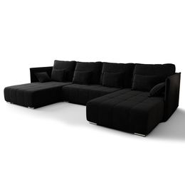 WOHNLANDSCHAFT Florinna Schwarz 345/182/87 cm mit Schlaffunktion
