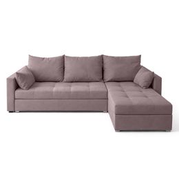 ECKSOFA Universelle L Form Elif Rosa 220/140/85 cm stilvolle mit Schlaffunktion