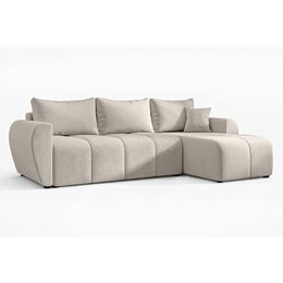 ECKSOFA L Form Malatya Beige 246/145/80 cm stilvolle mit Schlaffunktion R