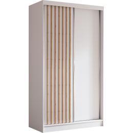 SCHWEBET&Uuml;RENSCHRANK Cabinio Wei&szlig; Eiche Artisan 120/216/61 cm &ndash; Modern, mit Lamellen