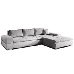 ECKSOFA L Form Sivaso Hellgrau 310/210/85 cm &ndash; mit Schlaffunktion und Bettkasten