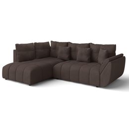 ECKSOFA L Form Corleone Braun 268/192/96 cm mit Schlaffunktion