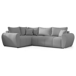 ECKSOFA L Form Malatya MAX Hellgrau 246/145/80 cm stilvolle mit Schlaffunktion L