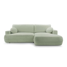 ECKCOUCH L Form Peoni Salbeigr&uuml;n 267/168/87 cm mit Schlaffunktion R