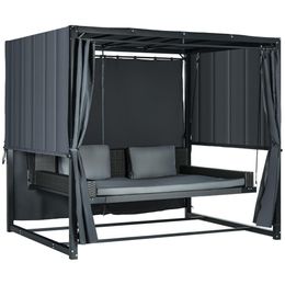 Outsunny Hollywoodschaukel, Dunkelgrau, Metall, 180x210x235 cm, Gartenm&ouml;bel, Hollywoodschaukeln