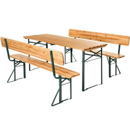 TecTake Bierzeltgarnitur, Braun, Holz, Rechteckig, Gartenm&ouml;bel, Gartenm&ouml;bel-Sets