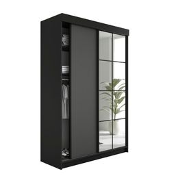 Kier Furniture Schiebet&uuml;renschrank, Schwarz, Graphit, Holzwerkstoff, 138x205x59 cm, Schlafzimmer, Kleiderschr&auml;nke, Schwebet&uuml;renschr&auml;nke