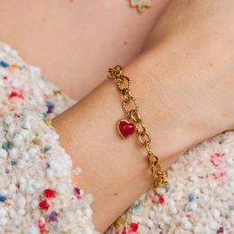 Holzkern Armb&auml;nder Damen Gold und Chalcedon