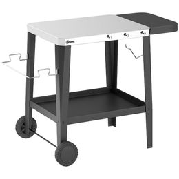 Outsunny Grillwagen, Schwarz, Metall, 67.5x80.5x115 cm, Grills & Outdoor-K&uuml;chen, Holzkohlegrills