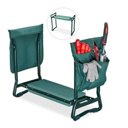Relaxdays Kniebank, Gr&uuml;n, Textil, Metall, 60x50x27.5 cm, Gartenm&ouml;bel, Gartenst&uuml;hle
