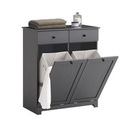 sobuy W&auml;scheschrank, Grau, Holzwerkstoff, 78x90x38 cm, Badezimmer, Badezimmerschr&auml;nke, Midischr&auml;nke