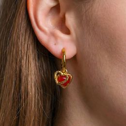 Holzkern Ohrringe Damen Gold und Chalcedon