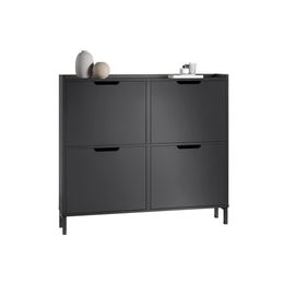 sobuy Schuhkipper, Schwarz, Holzwerkstoff, Metall, 100x91x19 cm, Garderobe, Schuhaufbewahrung, Schuhkipper