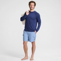 LANDS' END Schnelltrocknende UPF 50 Cargo-Badeshorts f&uuml;r Herren, 18 cm, Herren, size: regular, Blau, Elasthan/Polyester-Mischung, by Lands' End