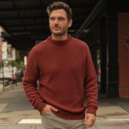 LANDS' END Rippstrick-Pullover mit Stehkragen, Herren,  Orange, Baumwolle, by Lands' End