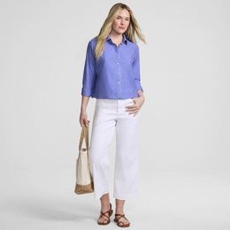 LANDS' END Kurze, b&uuml;gelfreie Hemdbluse f&uuml;r Damen in Petite-Gr&ouml;&szlig;e, Damen, size: petite, Blau, Baumwolle, by Lands' End
