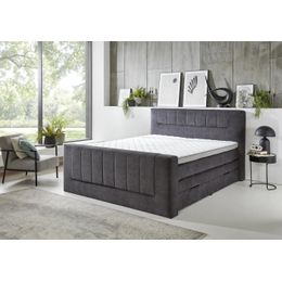 SUN GARDEN Boxspringbett Kenosha inkl. Bettkasten Anthrazit ca. 180x200 cm