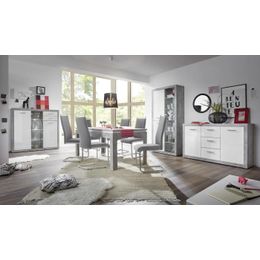 Bega Consult STONE Highboard Beton / Wei&szlig; glanz BHT ca. 137x134x37 cm