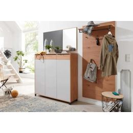 Interliving Garderoben-Set 6005 Eiche Bianco Teilmassiv/Lack Lichtgrau