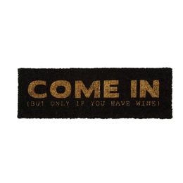 Karlsson Present Time T&uuml;rmatte Come in "But Only If You Have Wine" Schwarz/Gold ca.