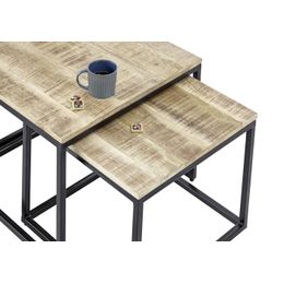 Stolkom Couchtisch Harry 3-tlg. Mangoholz/Metall schwarz ca.110x 45x60 cm