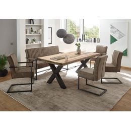 Stolkom Linda Armlehnstuhl taupe / Metall schwarz BHT ca. 52x 92x70 cm