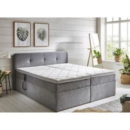 SUN GARDEN Boxspringbett Gabriola mit Motor inkl. Topper 180x200 cm Grau