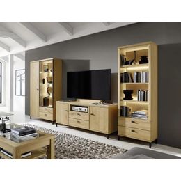 RMW Viva Wohnwand VZ 49781 in Asteiche, Rahmen schwarz ca.345x193x49 cm