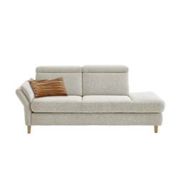 Steinpol Polsteria MDS Loya, Recamiere freistehend Armlehne links, Bezug: Mido beige, Holzfu&szlig; Eiche ge&ouml;lt ca.201 cm breit