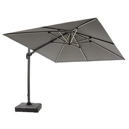LC Garden Ampelschirm-Set Anthrazit 300x300 cm mit LED-Solar-Beleuchtung, inkl. Schutzh&uuml;lle und Fu&szlig;